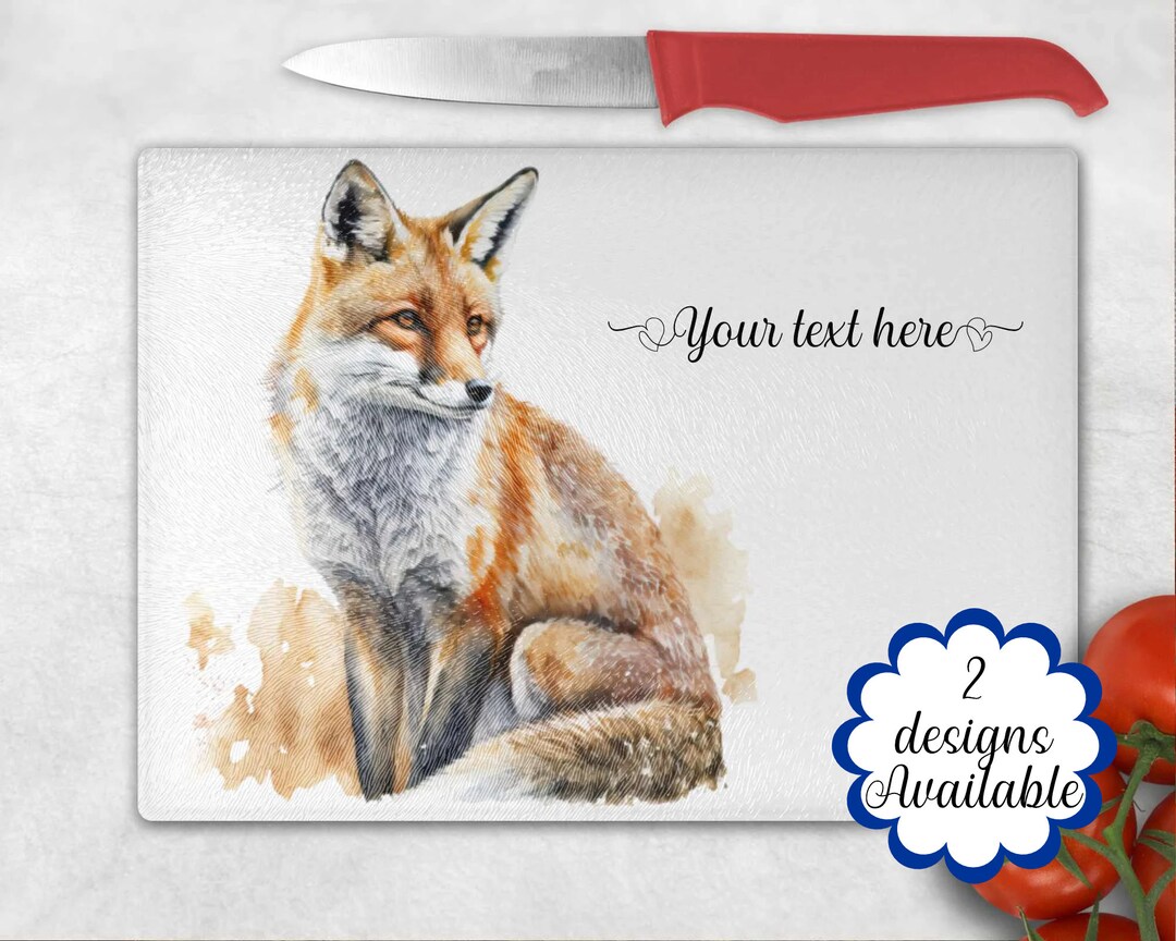 Personalised Cute Fox Glass Chopping Board. Cheese Board, House Warming ...
