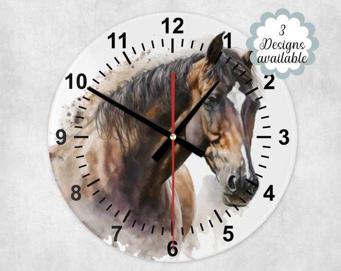 Horse Clock for Wall, Wooden Wall Clock, Quartz Clock, Horse Decor ...