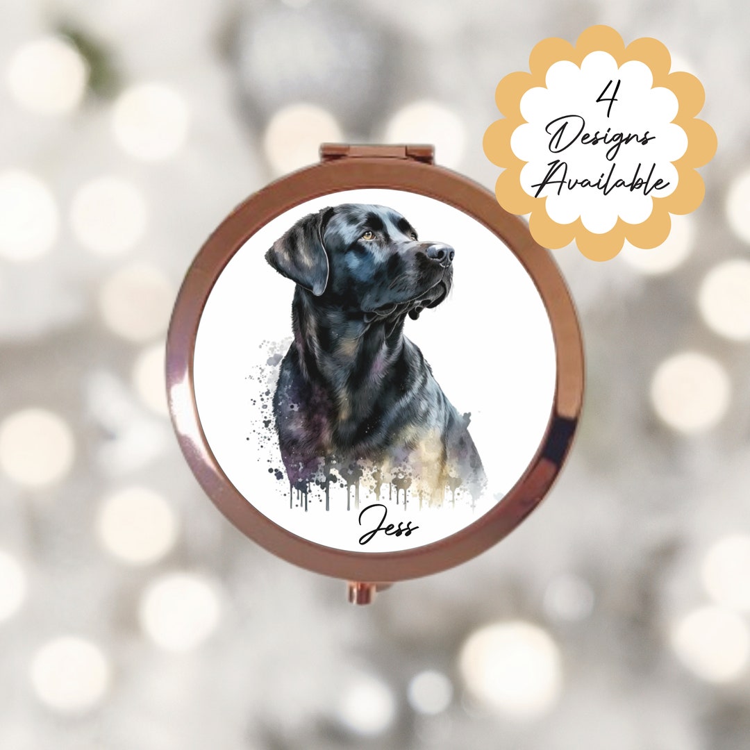 Personalised Labrador Rose Gold Compact Mirror - Personalized Handheld ...
