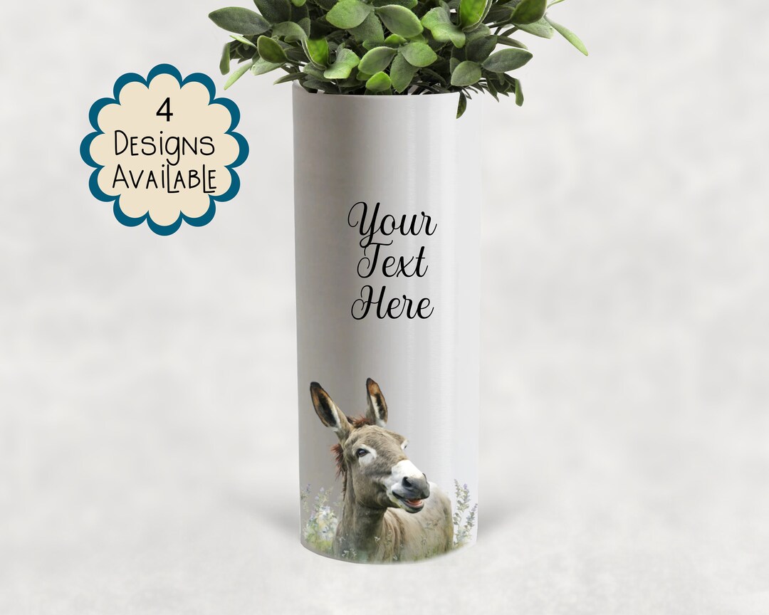 Watercolour Cute Donkey Ceramic Vase/ Flower Pot With Custom Text - the ...
