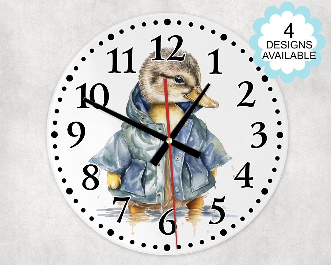 Watercolour Glass Duck Clock - Duck Home Décor - Cute Wall Clock ...