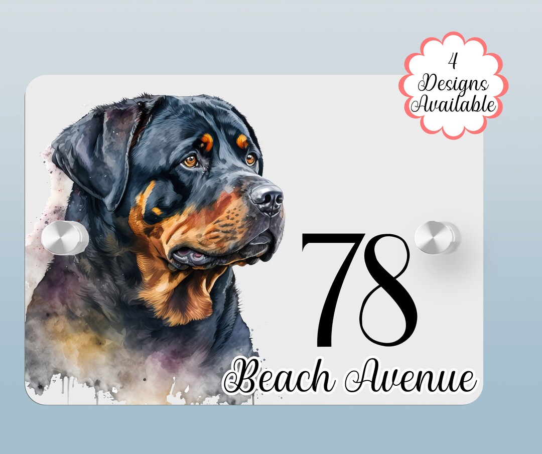 Personalised Rottweiler House Sign – Watercolour Acrylic Dog Plaque ...