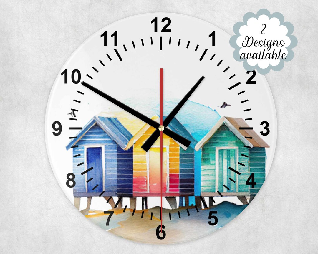 Beautiful Glass Watercolour Beach House Clock Wall Clock. - Etsy