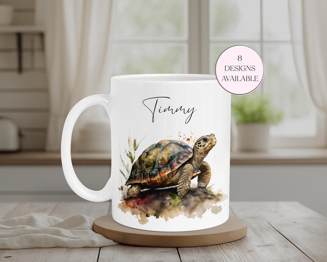 Personalised Tortoise Mug With Matching Coaster - White Reptile Cup. - Etsy