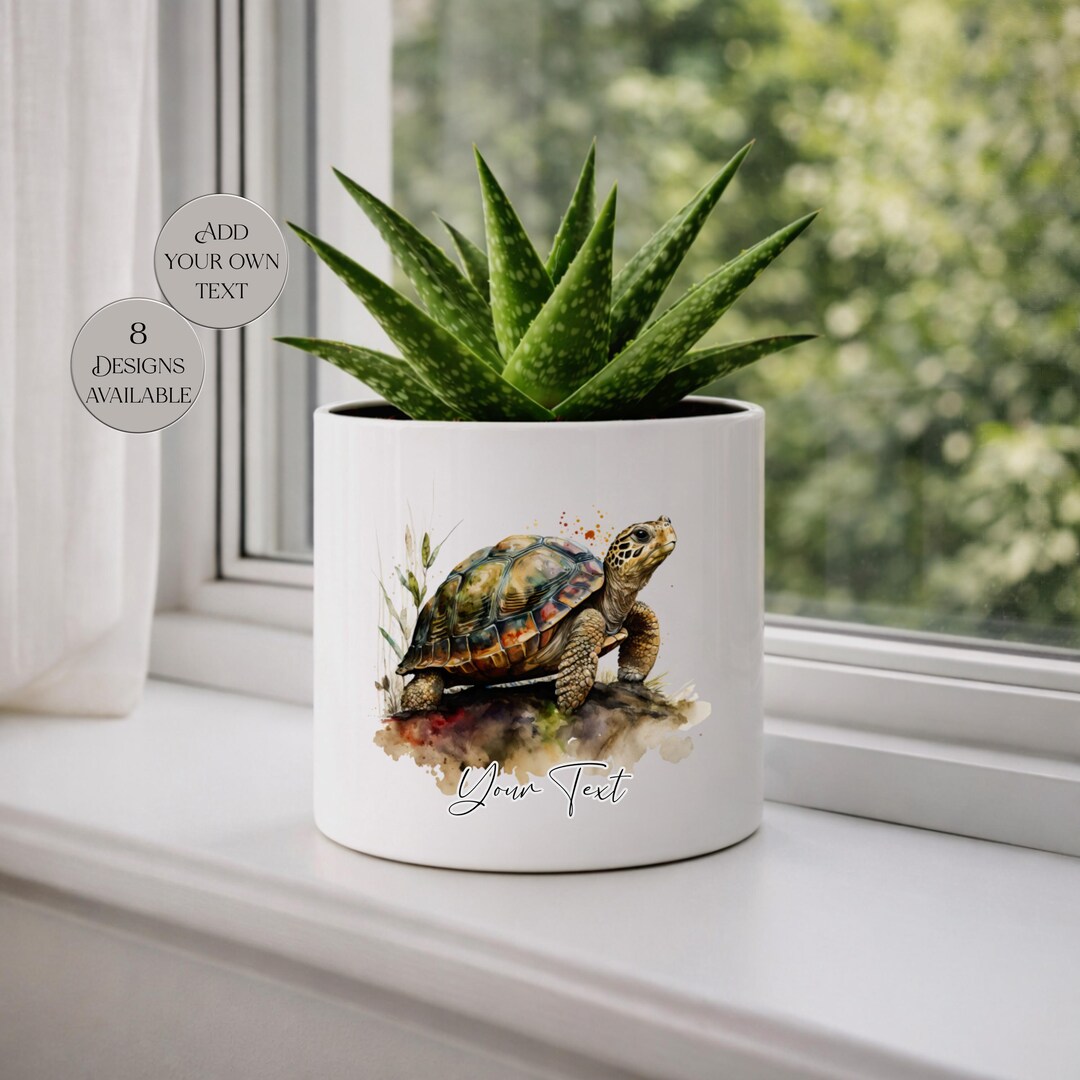 Personalised Tortoise Plant Pot | Small Animal Gift | Succulent Planter ...