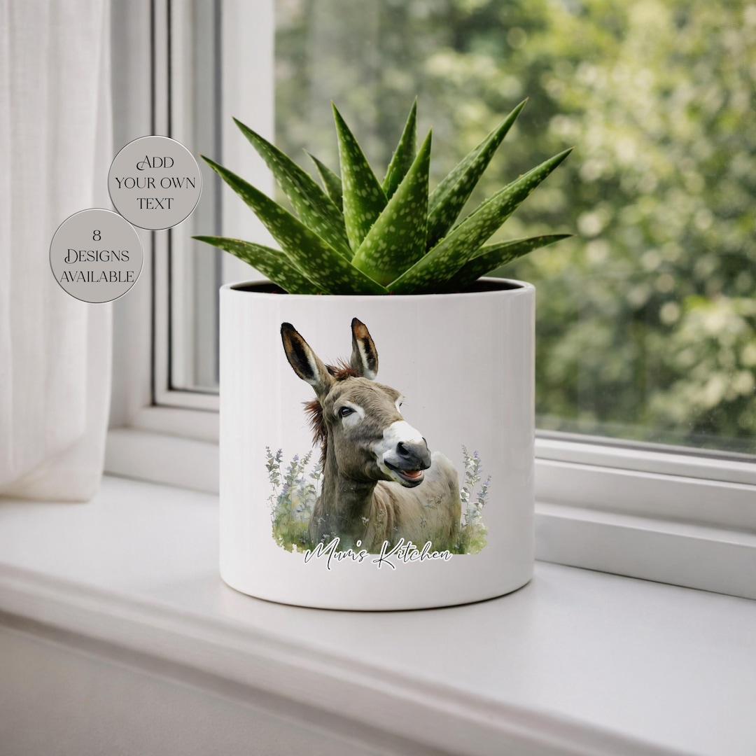 Personalised Donkey Plant Pot | Cute Donkey Gift | Farm Animal Plant ...