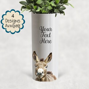 Watercolour Cute Donkey Ceramic Vase/ Flower Pot With Custom Text - the ...