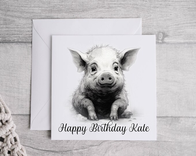 Personalized Pig Birthday Card, Funny Custom Name Birthday Gift for ...