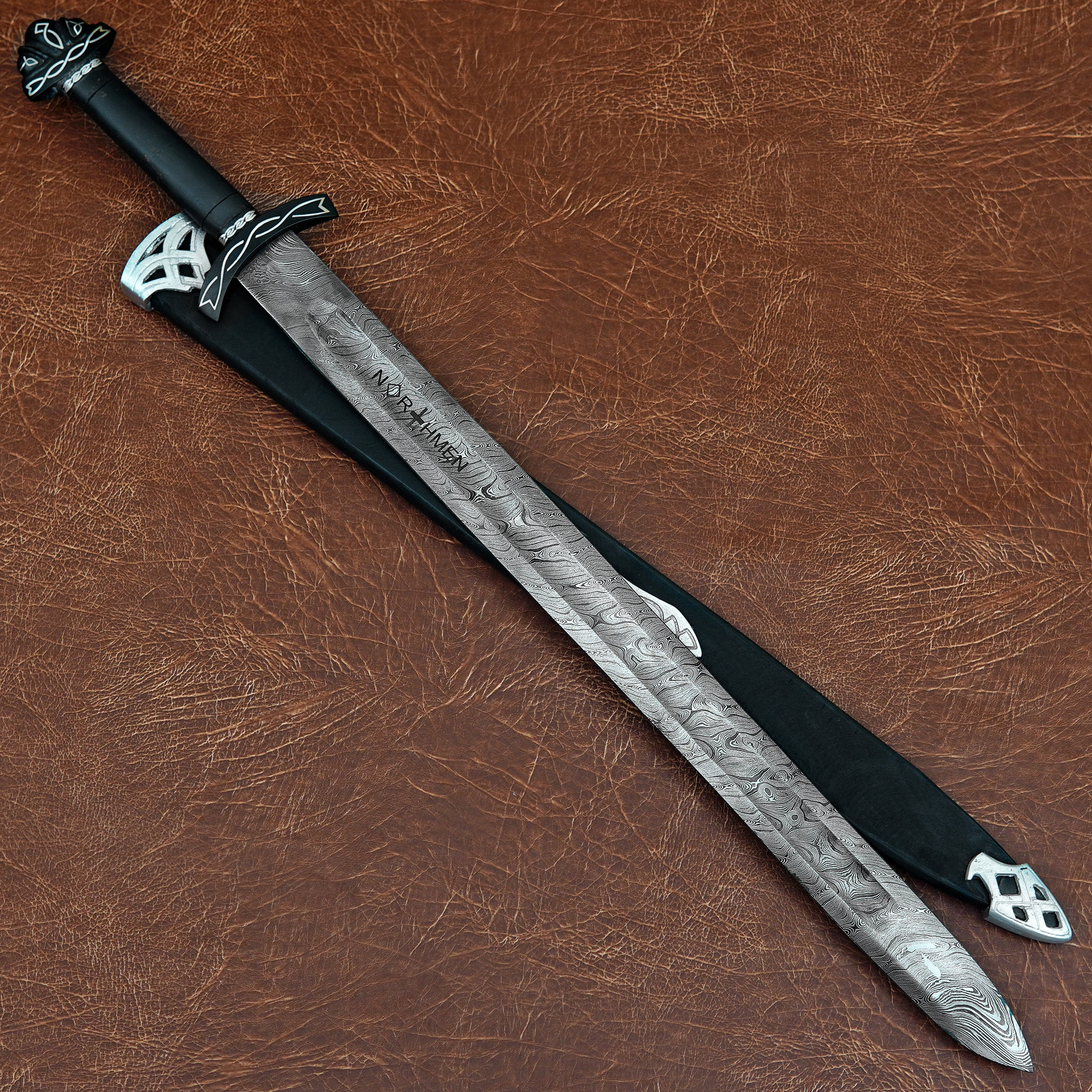 Northmen Sword Replica, Samurai Sword Black, Engraved Northmen Black ...