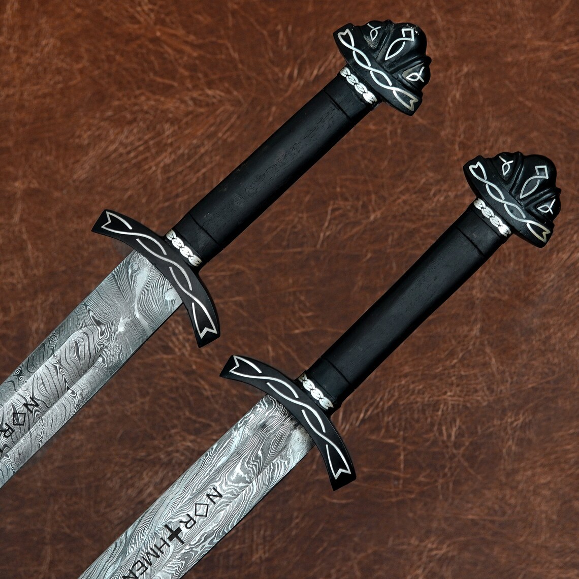 Northmen Sword Replica, Samurai Sword Black, Engraved Northmen Black ...