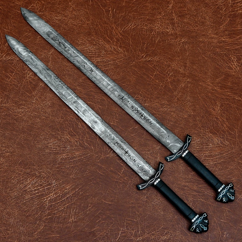 Northmen Sword Replica, Samurai Sword Black, Engraved Northmen Black ...