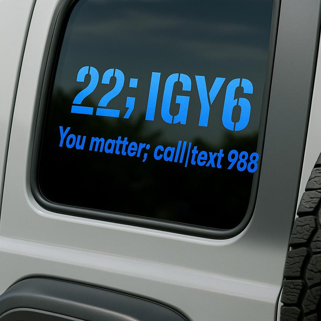 Reflective You Matter 988 Veteran Sticker 22;IGY6 Suicide Awareness I ...