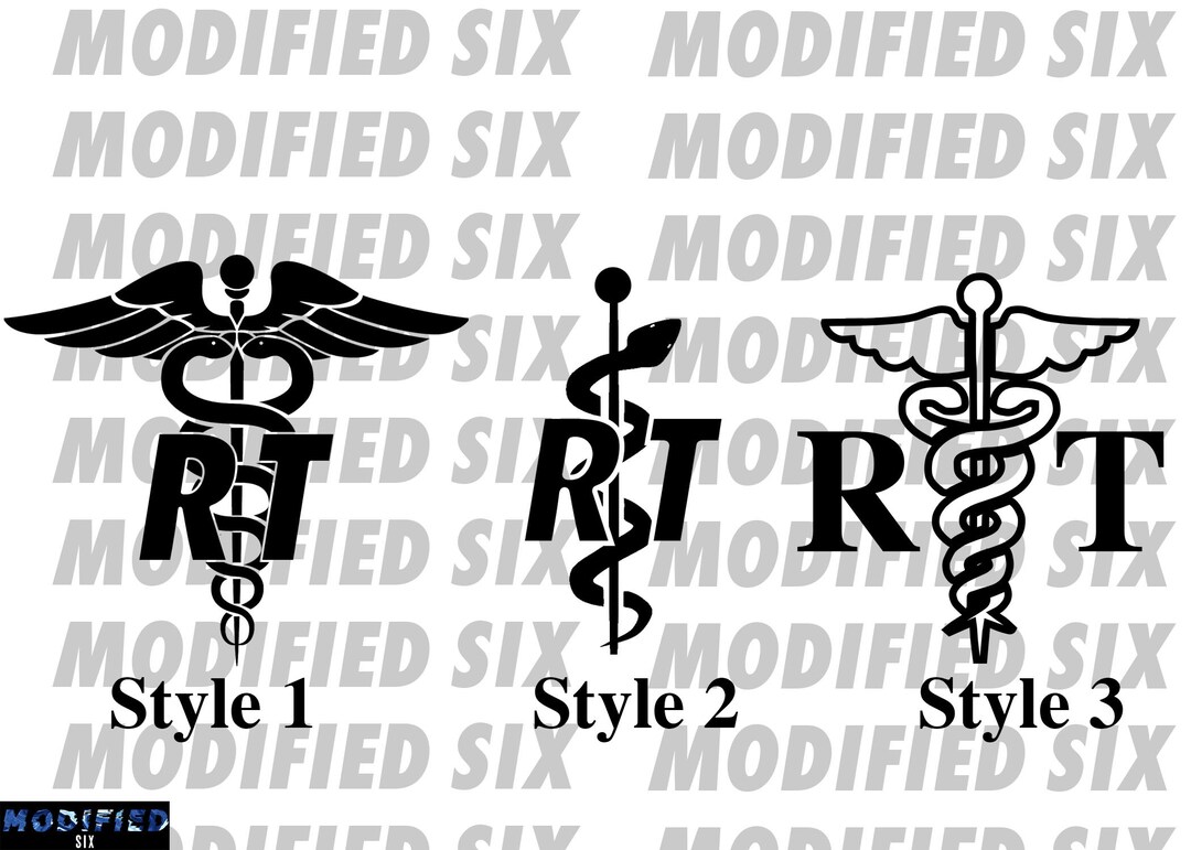 RT Respiratory Therapist Style 1 Decal Caduceus Asclepius Healthcare ...