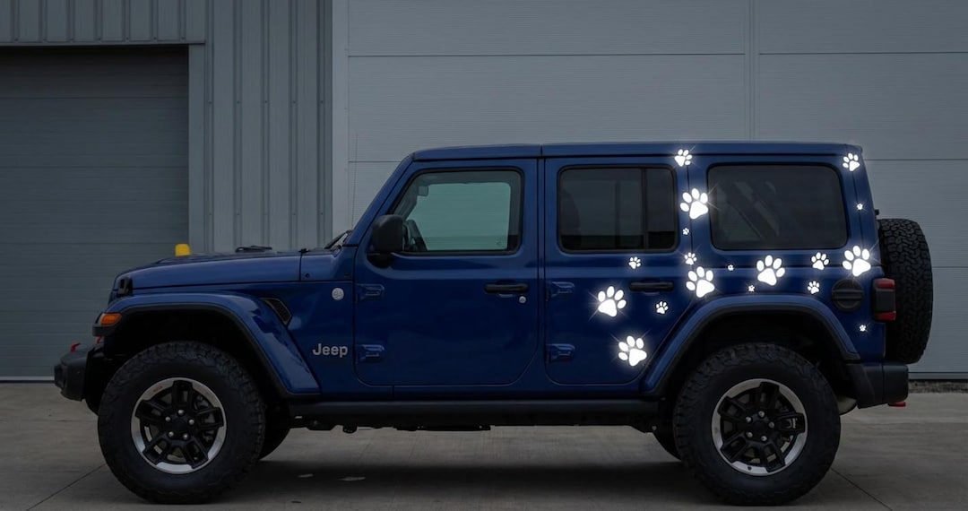 Reflective Dog Paw Print Decal Kit - 17 Piece Vehicle Sticker Set - Pet ...