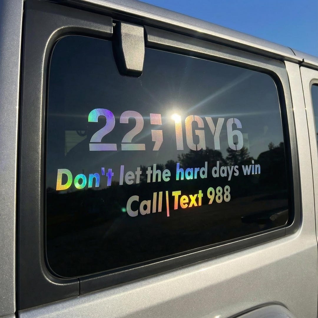 Reflective Dont Let the Hard Days Win 22;IGY6 Veteran Sticker Suicide ...