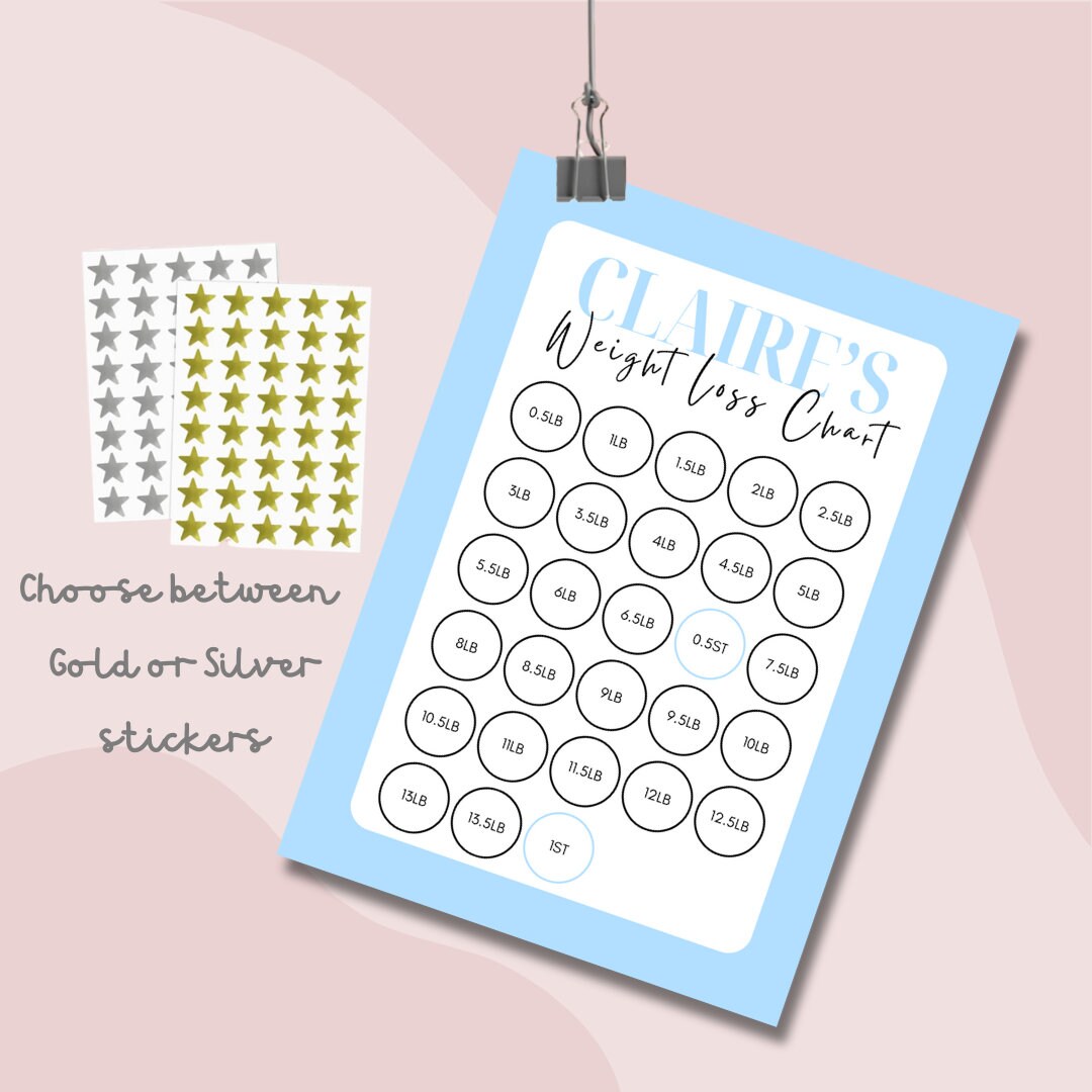 Personalised Weight Loss Chart A4 A5 A3 With Gold/silver Stickers ...