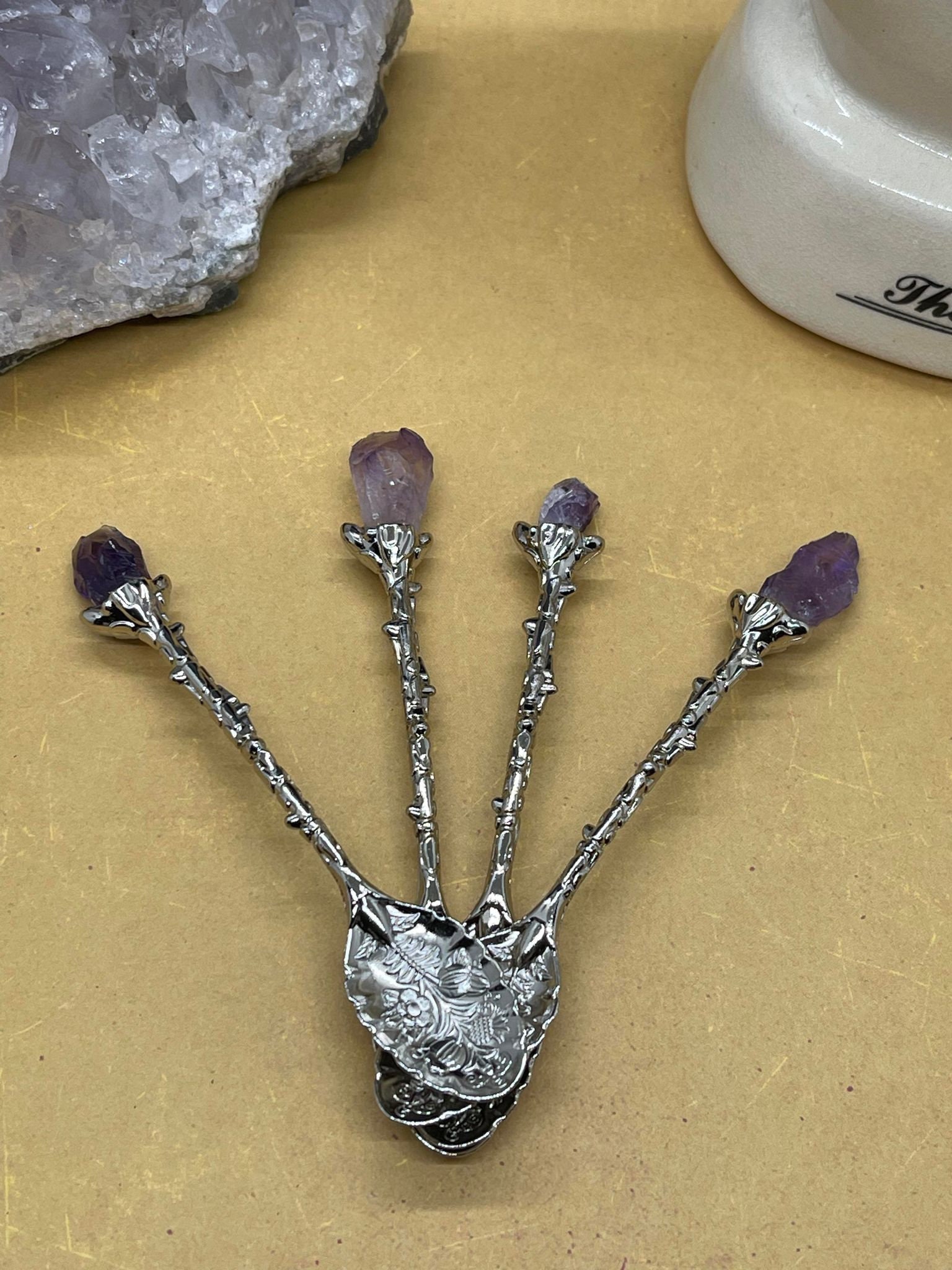 Amethyst Crystal Witches Spoon for Spices Coffee Tea - Etsy