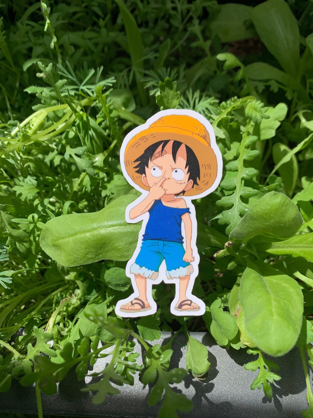 Monkey D. Luffy Picking Nose as Child Vinyl Sticker (100% Waterproof ...