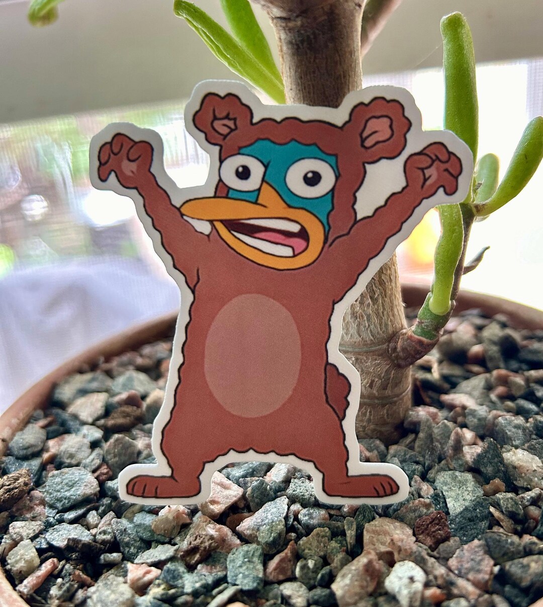Perry the Ornithorhynchus Anatinus in A Bear Costume Vinyl Sticker (100 ...