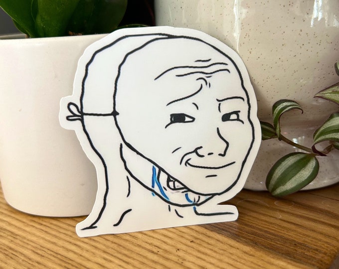 Crying Wojak Mask Meme Vinyl Sticker (100% Waterproof) - Etsy Crying Wojak Mask Meme Vinyl Sticker (100% Waterproof) - Etsy