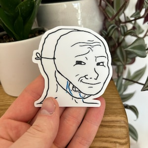 Crying Wojak Mask Meme Vinyl Sticker (100% Waterproof) - Etsy