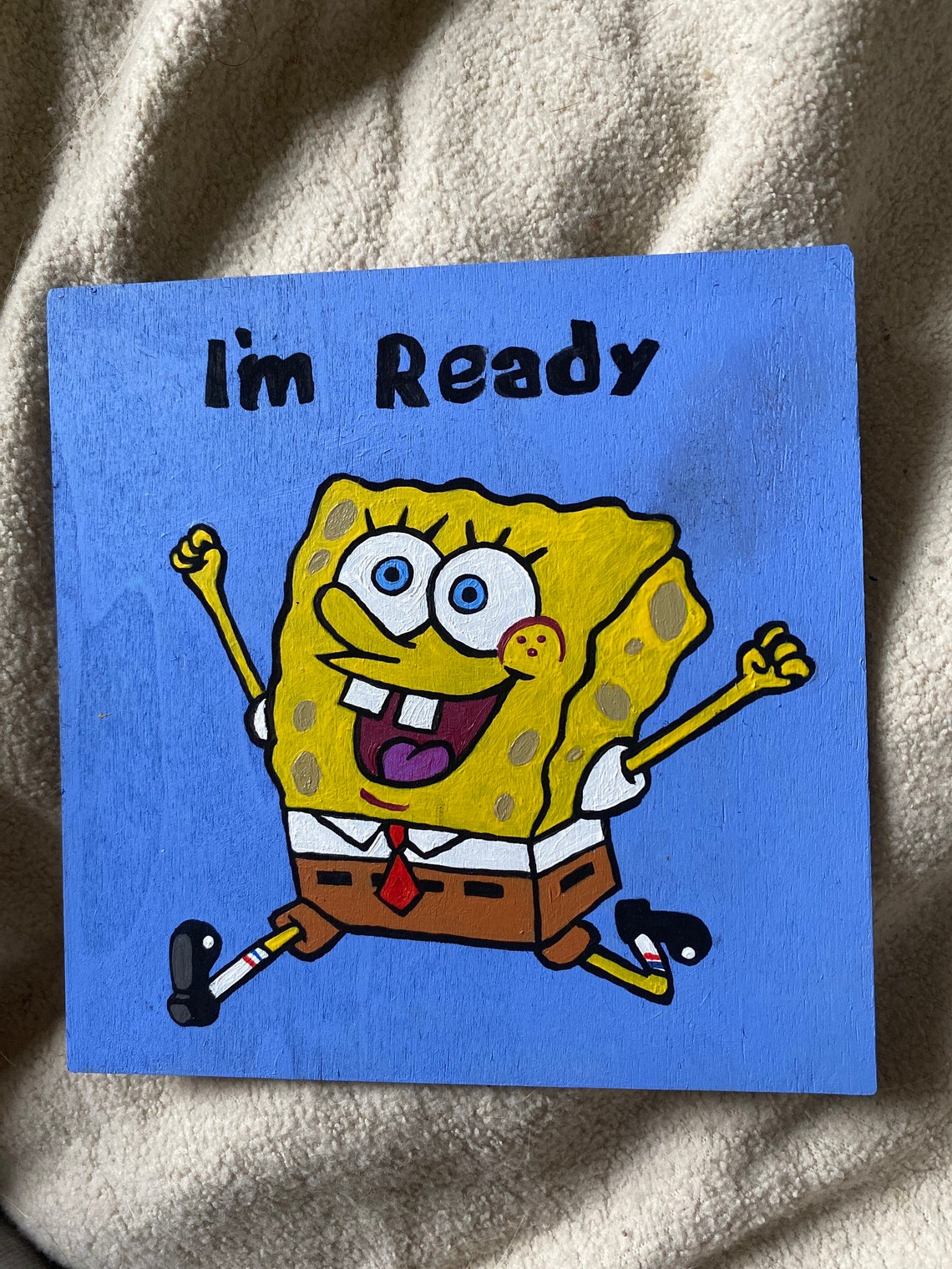 Spongebob Im Ready painted wooden panel | Etsy
