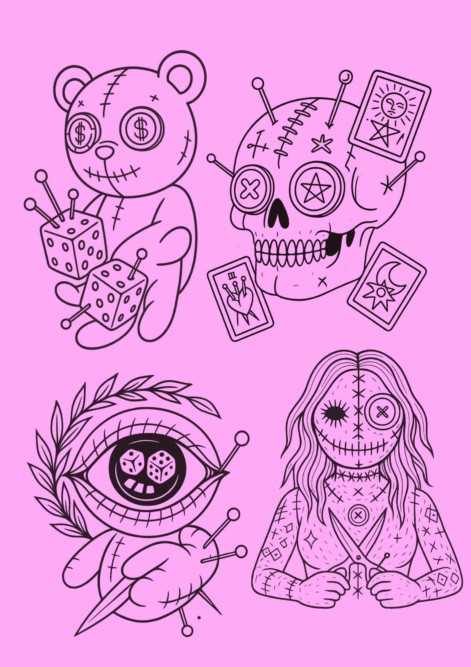 Procreate Stamps: Voodoo Mascots Brush Set (26 Stamps) Tattoo Design ...