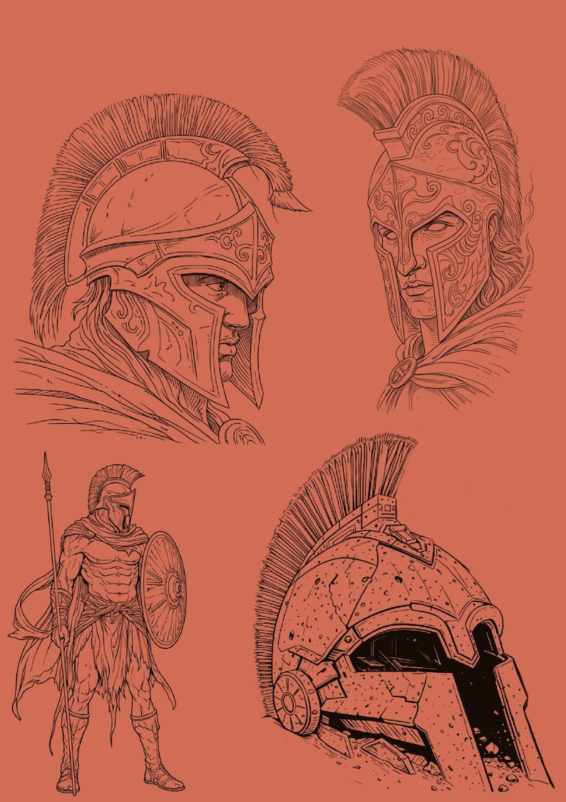 Spartan Warriors Procreate Stamps 54 Ancient Greek Warrior Brushes ...