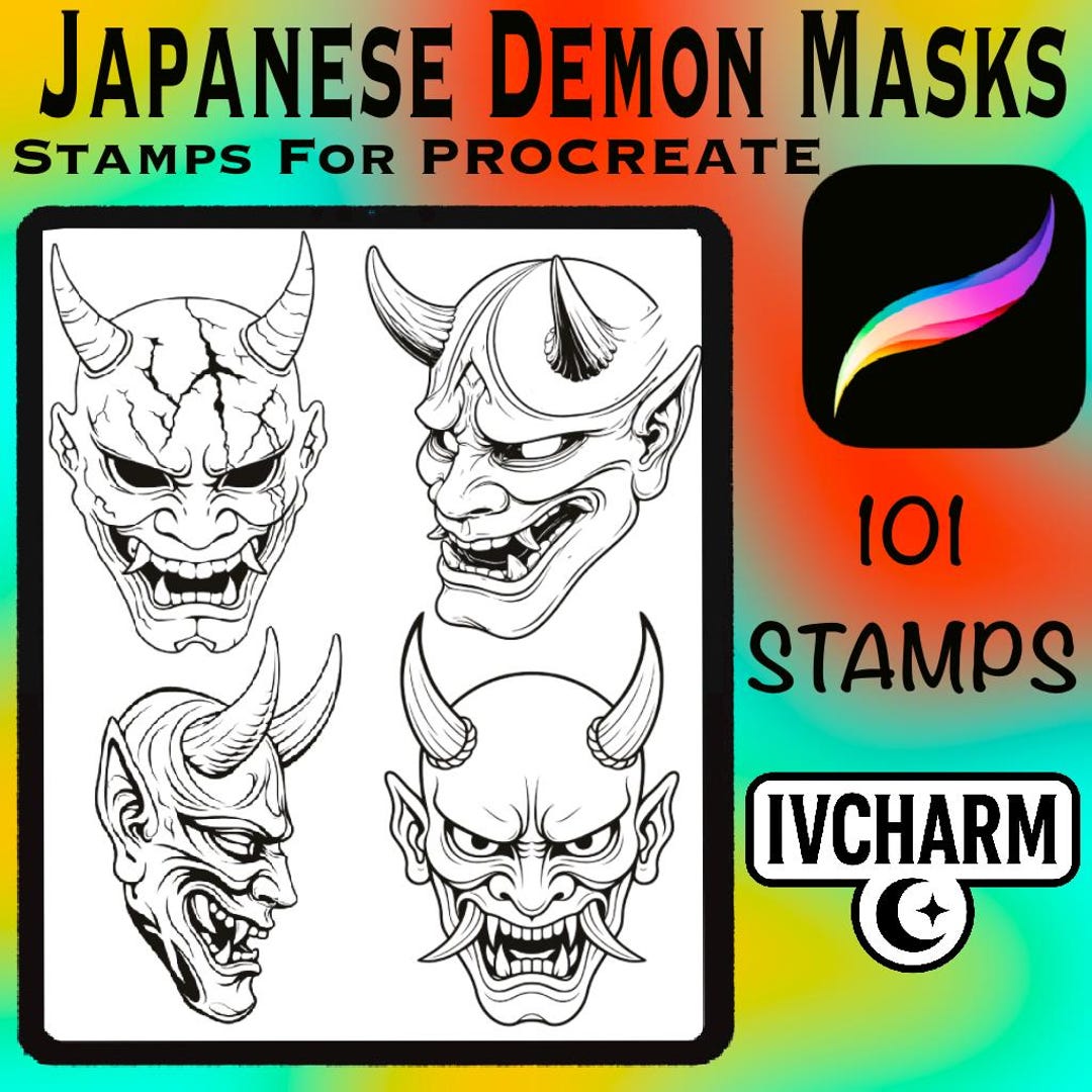 Japanese Demon Masks – Oni & Hannya | Tattoo Stencil Pack - Etsy