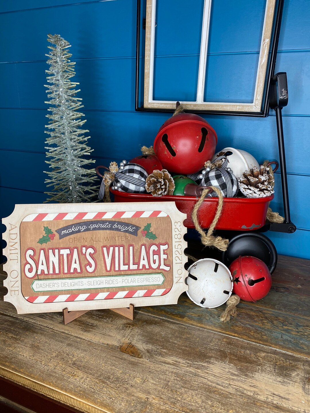 Santa's Village Ticket Christmas Sign DIY Christmas Decor Farmhouse ...