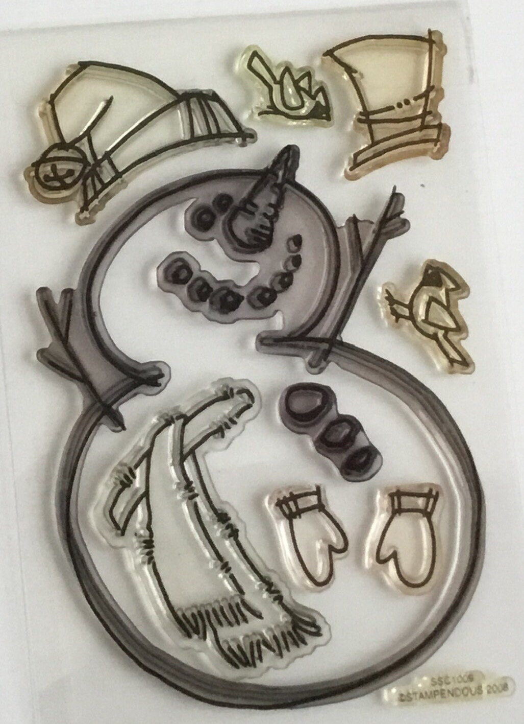 WINTER Clear Stamps Set. STAMPENDOUS! Jumbo Snowman. Unmounted . Made ...