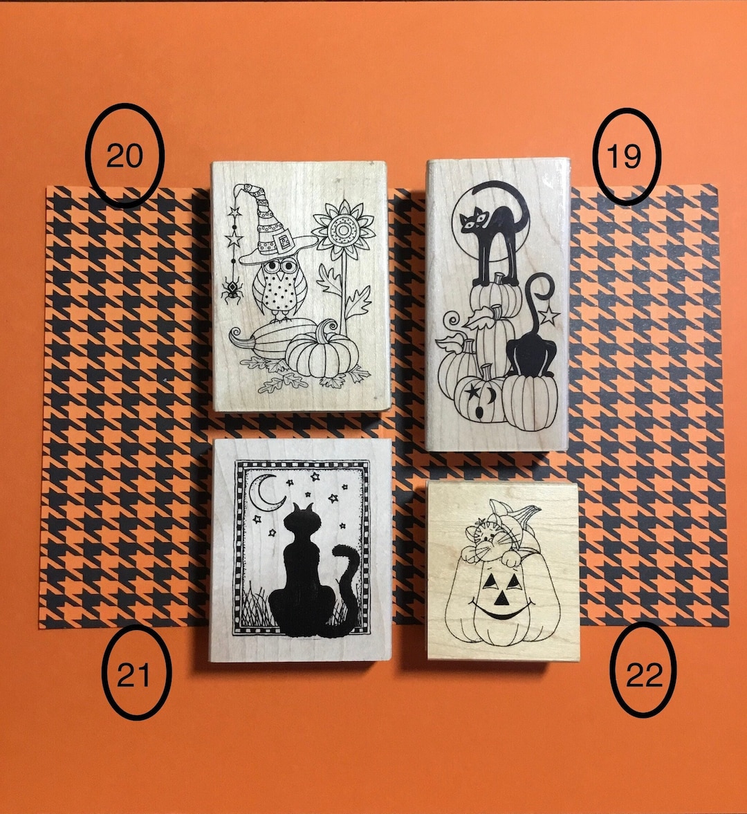 HALLOWEEN and FALL Rubber Stamps. Cats, Pumpkins, Owl. Great ...
