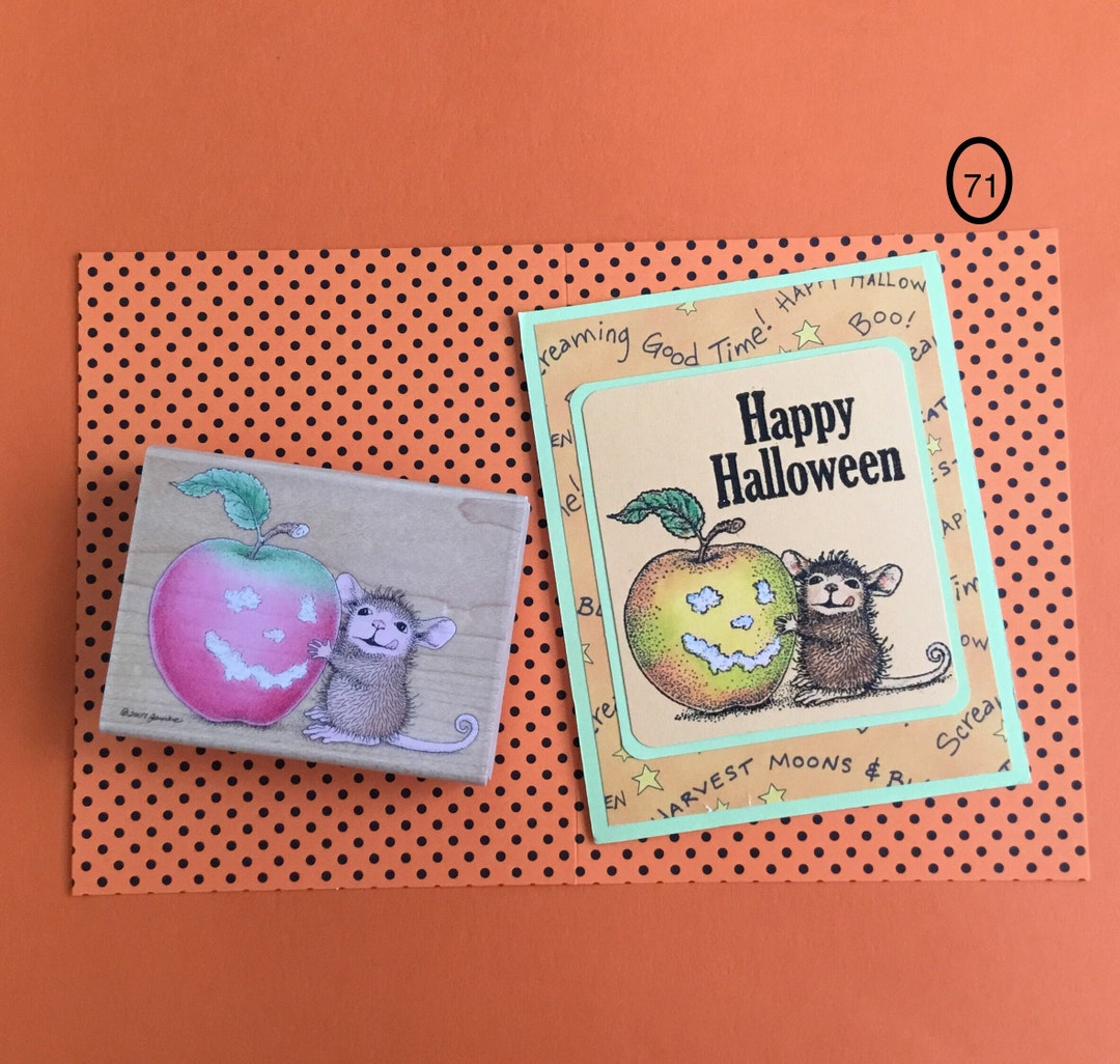 HOUSE MOUSE HALLOWEEN Rubber Stamp "apple Delight". Stampabilities ...