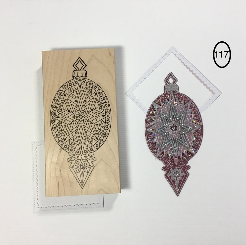 CHRISTMAS ORNAMENT Rubber Stamp. Outlines 3 D . Wood Mounted - Etsy