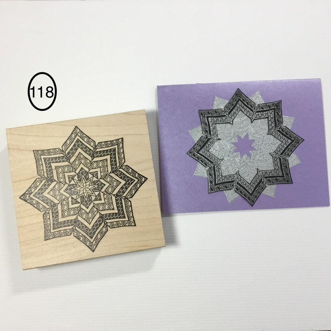 MANDALA Rubber Stamp. Outlines. Wood Mounted 3D Stamp Large 4 1/4 X 4 1 ...