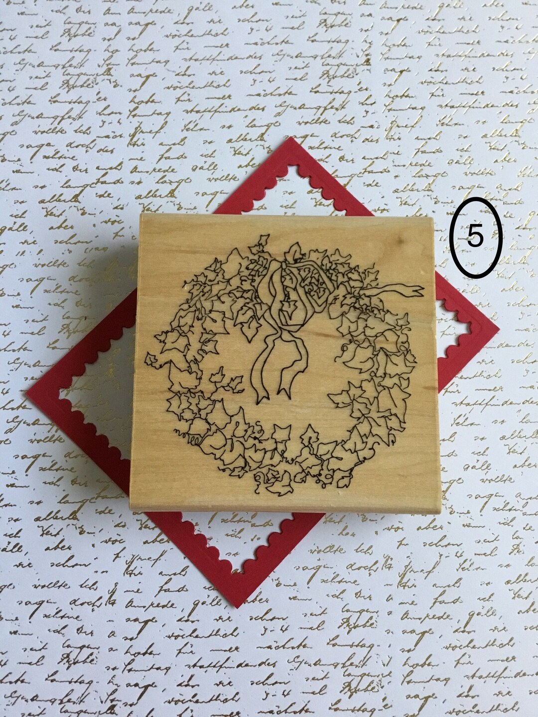 CHRISTMAS Rubber STAMP. "ivy Wreath" Annette Allen Designs 4 X 4 Inches ...