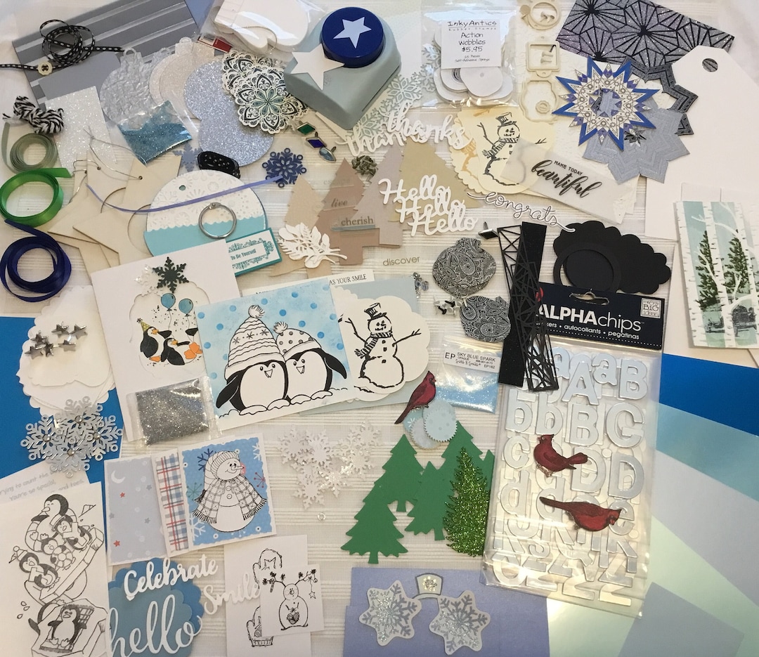 Card Craft KIT "winter" Over 100 Pieces Including 1 Small Puncher for ...