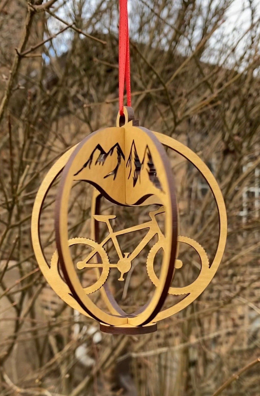 Mountain Bike Ornament, Spinning 3D Car Charm, Mountain Scape, Outdoor ...