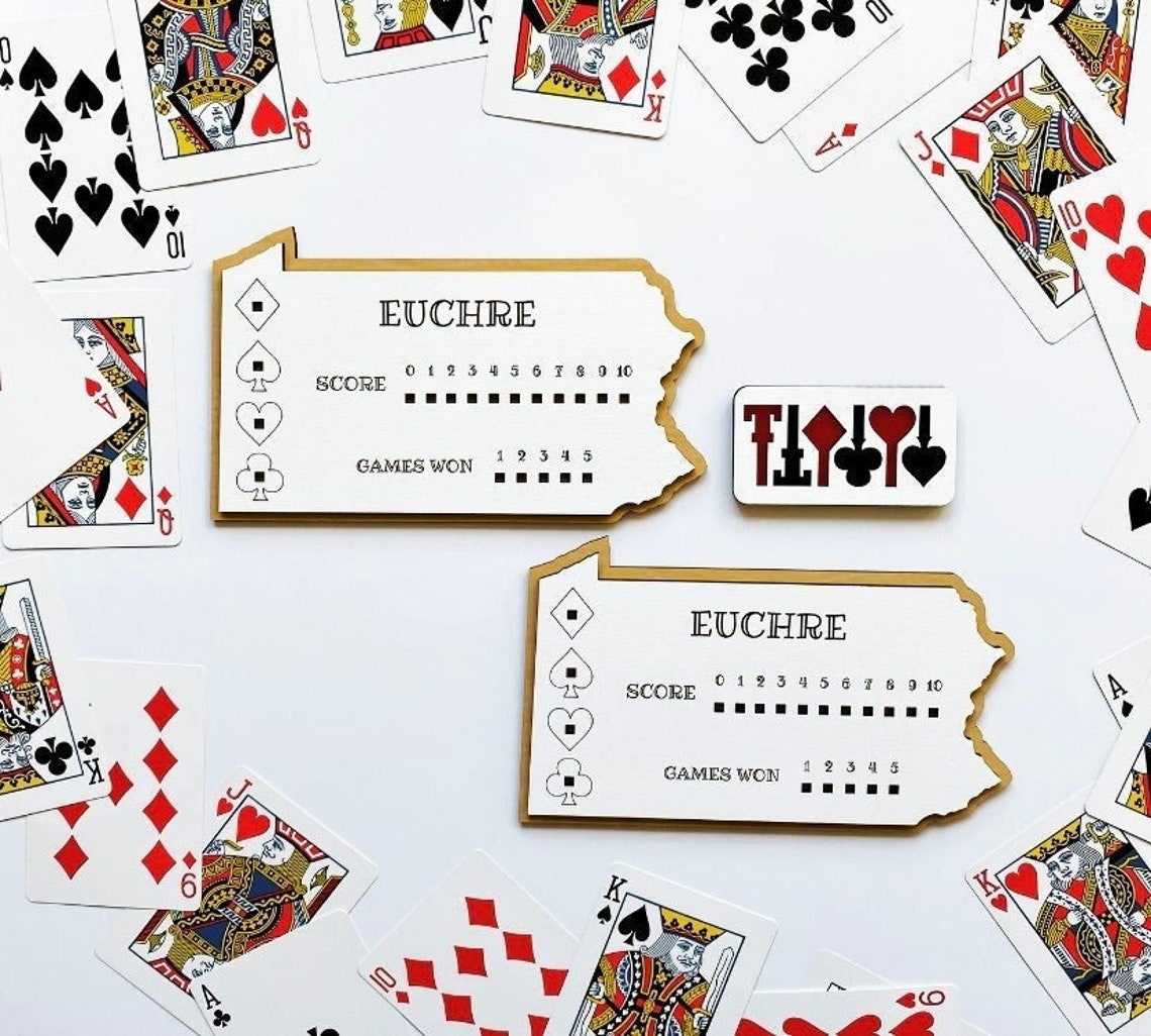 Euchre Scoreboard Set of 2, Pennsylvania Card Game, Birthday Gift for ...