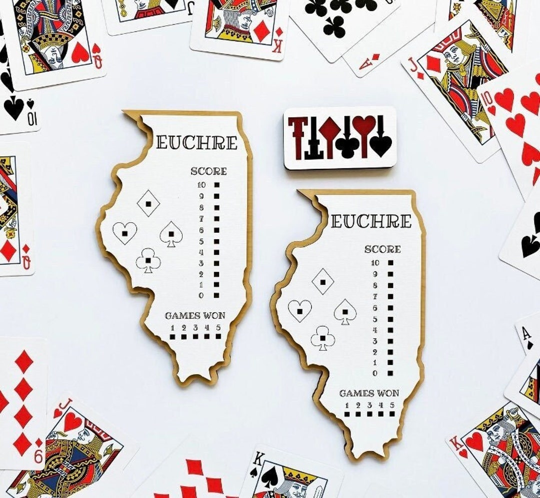 Euchre Scoreboard Set of 2, Illinois Card Game, Birthday Gift for Dad ...