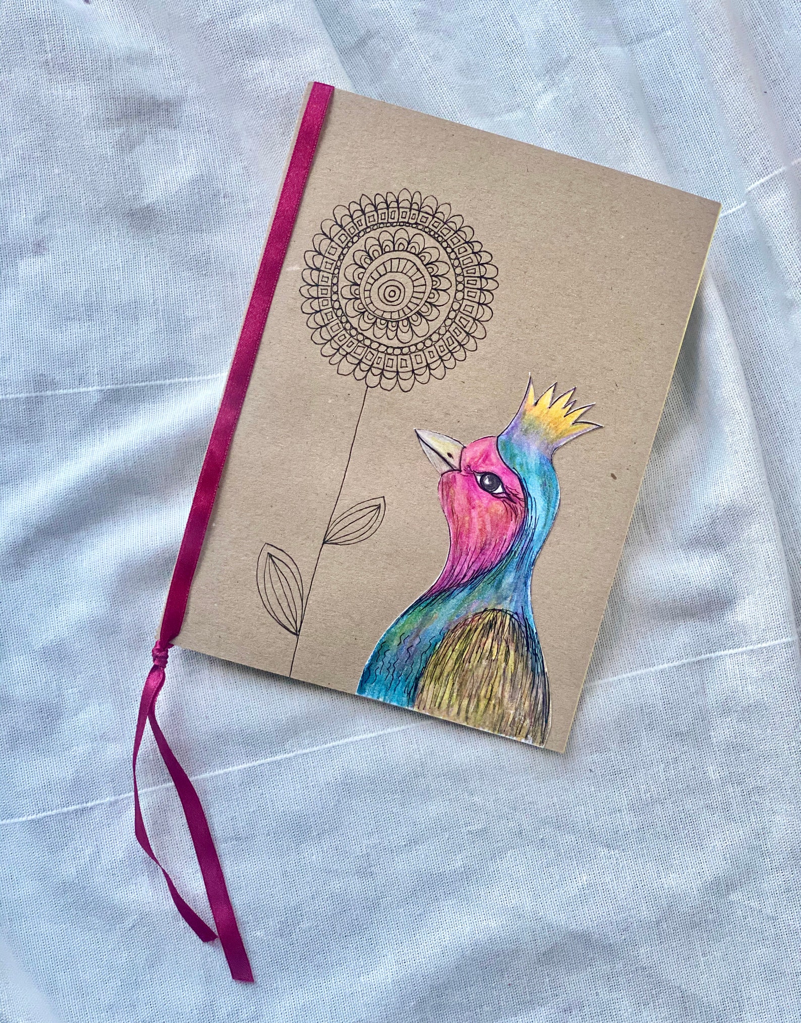 Greeting card Handmade Hand-drawn Birds Colorful Drawing | Etsy