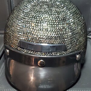 Black Diamond and Smokey Gray Rhinestone Embellished 1/2 Helmet. Size ...