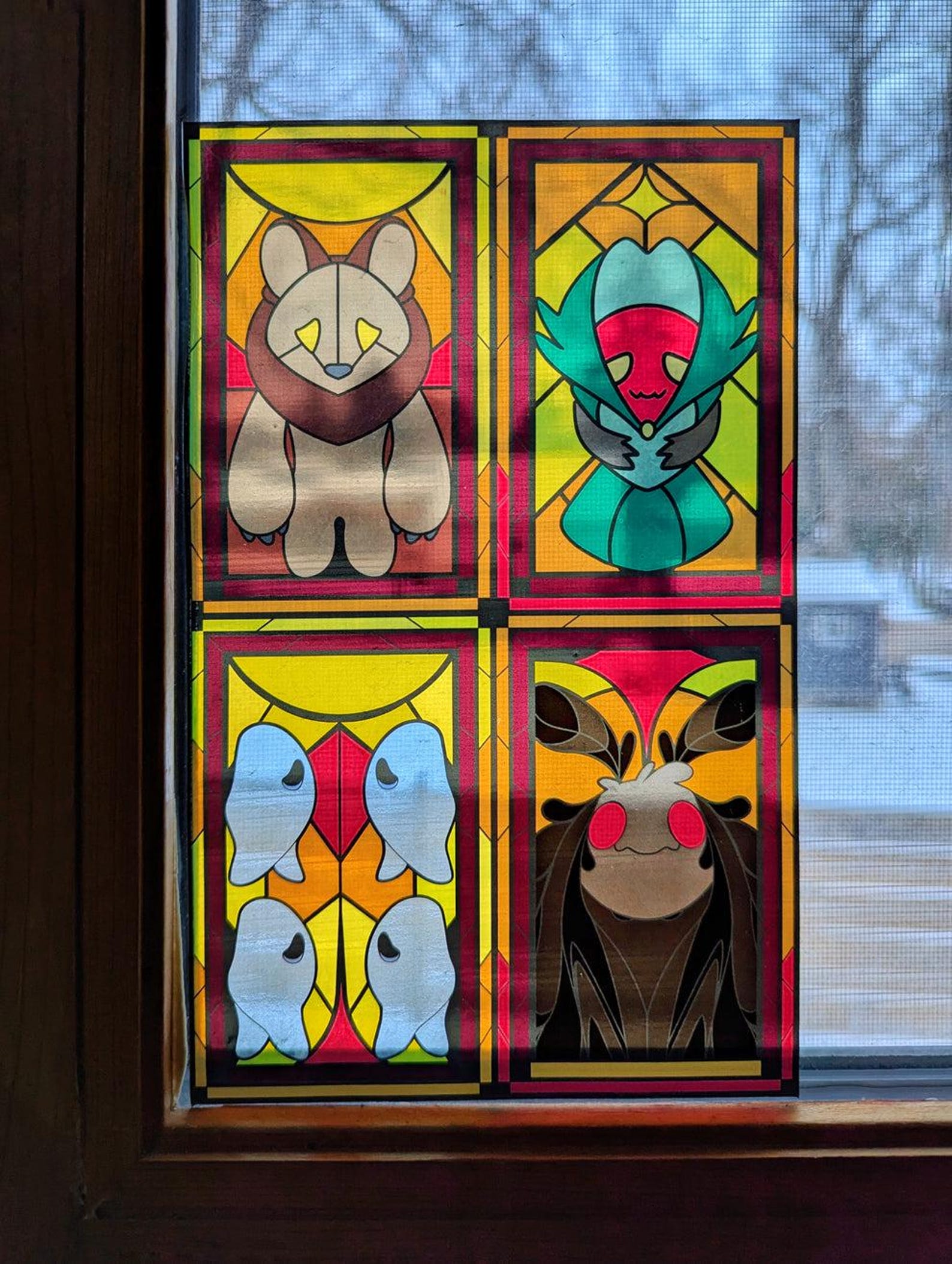 Stained Glass Cryptids Vinyl Decal, Mothman, Rougarou, Flat Woods ...