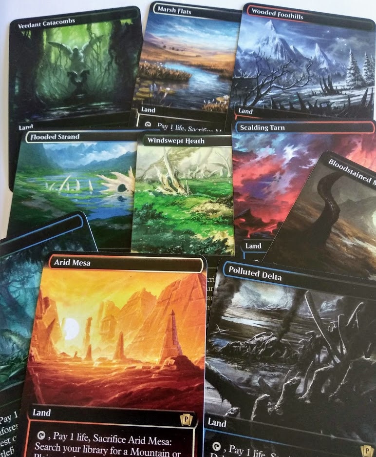 10 Fetch Land full art land pack altered art cards sleeves | Etsy