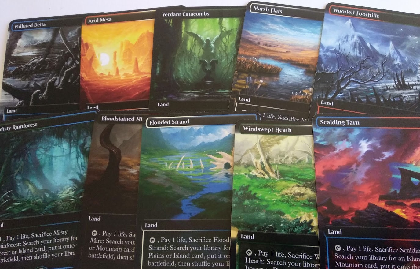 10 Fetch Land full art land pack altered art cards sleeves | Etsy