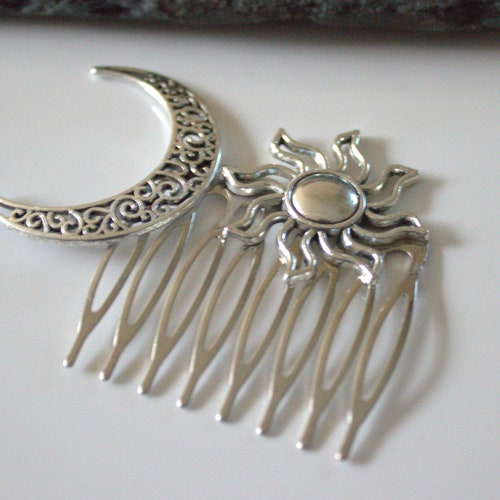 Celtic Sun and Moon Hair Comb Celestial Hair Comb Moon Hair - Etsy