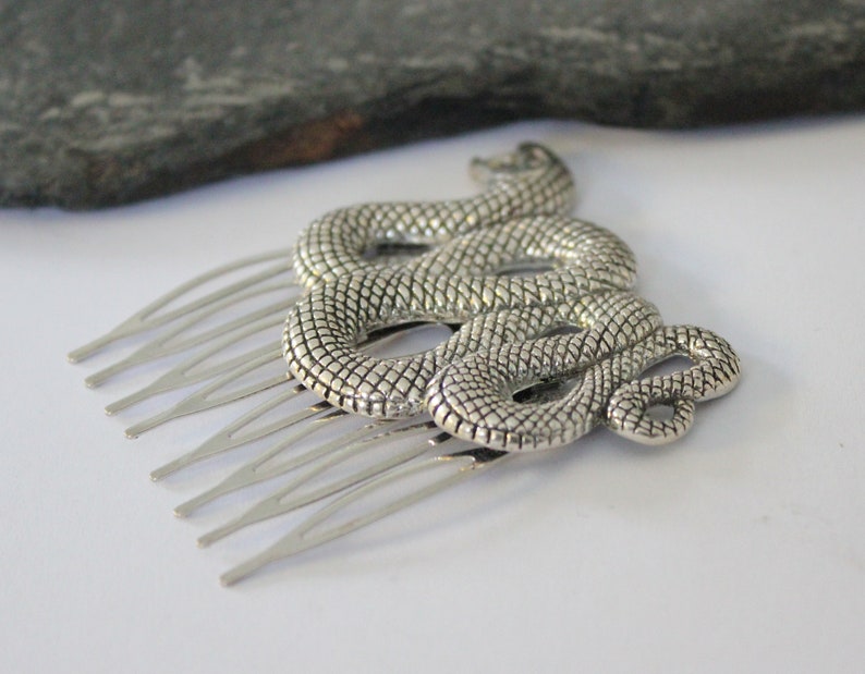 Silver Serpent Hair Comb: Decorative Snake Hair Accessory - Etsy