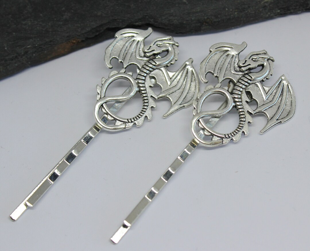 Gothic Dragon Hair Grips Silver Dragon Bobby Pins Set of Two - Etsy