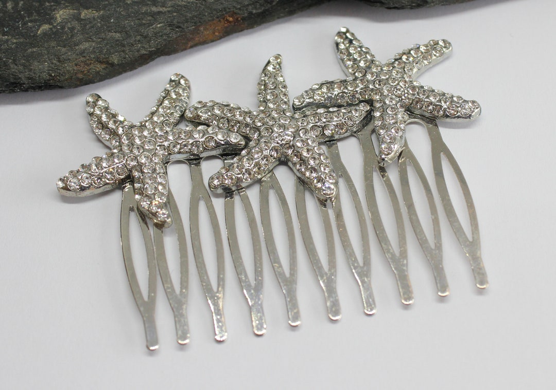 Rhinestone Starfish Hair Comb, Starfish Hair Accessory, Rhinestone ...