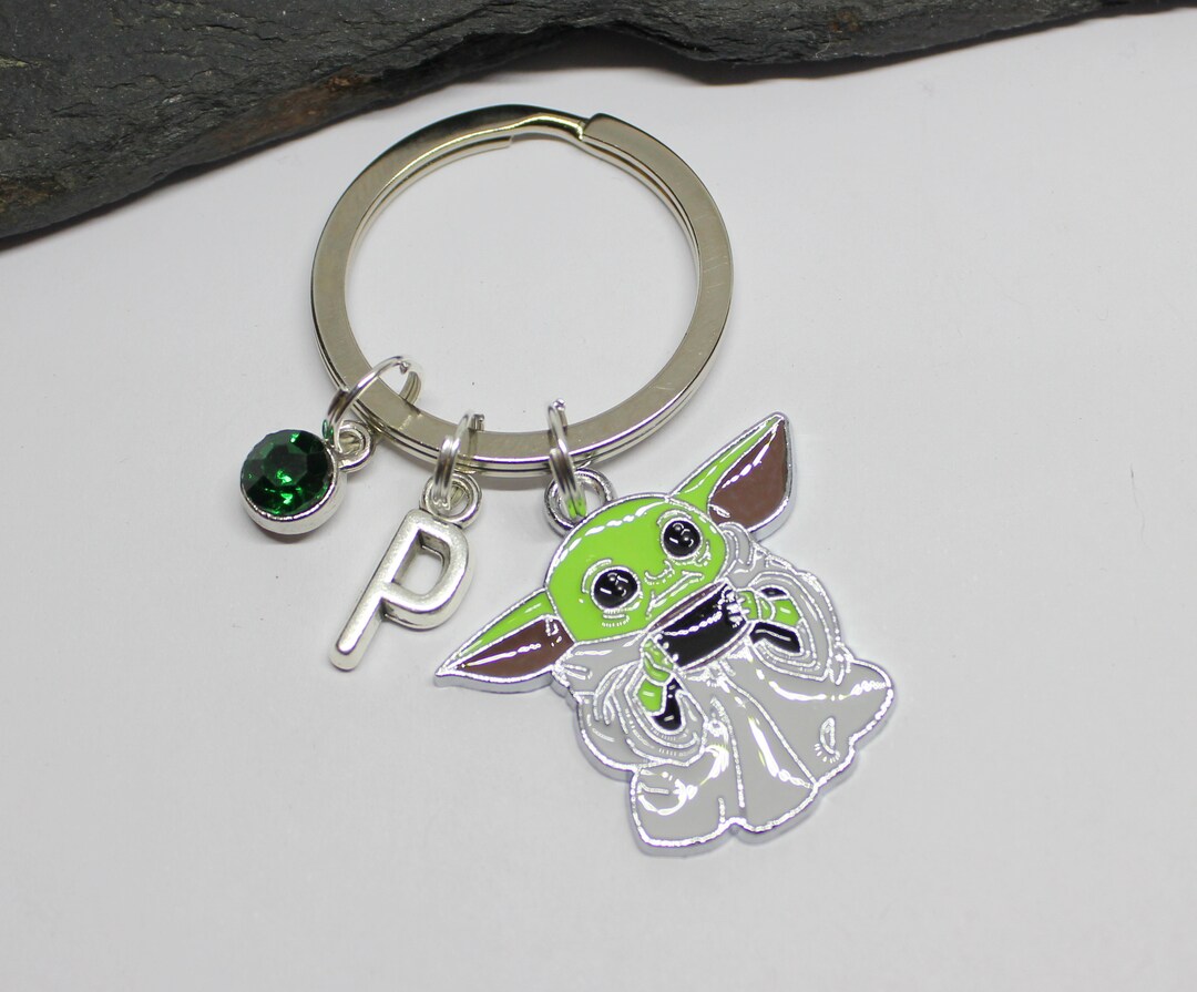 Star Wars Inspired Yoda Keyring, Personalised Yoda Keyring, Initial and ...